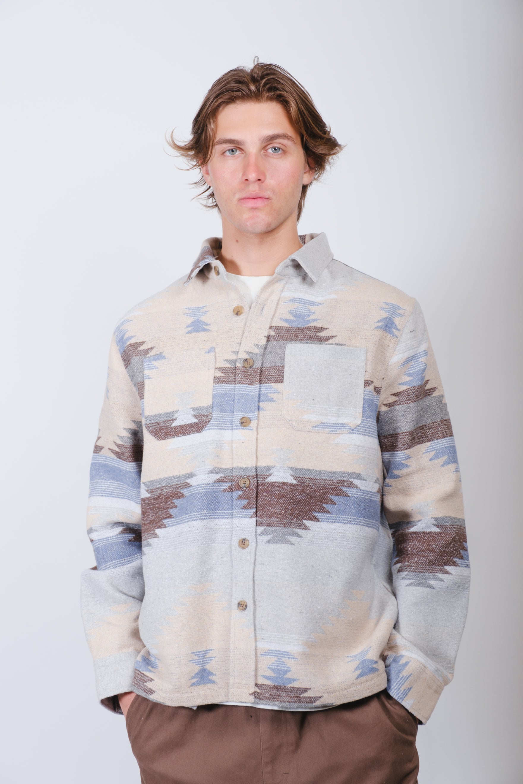 Exploded Aztec Jacquard Shacket / Brooklyn Cloth